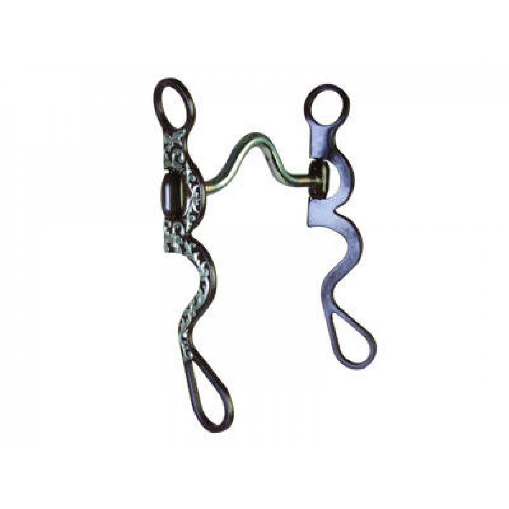 Medium Port Sweet Iron Bit with Copper Inlay Mouth and GS Accented Cheeks